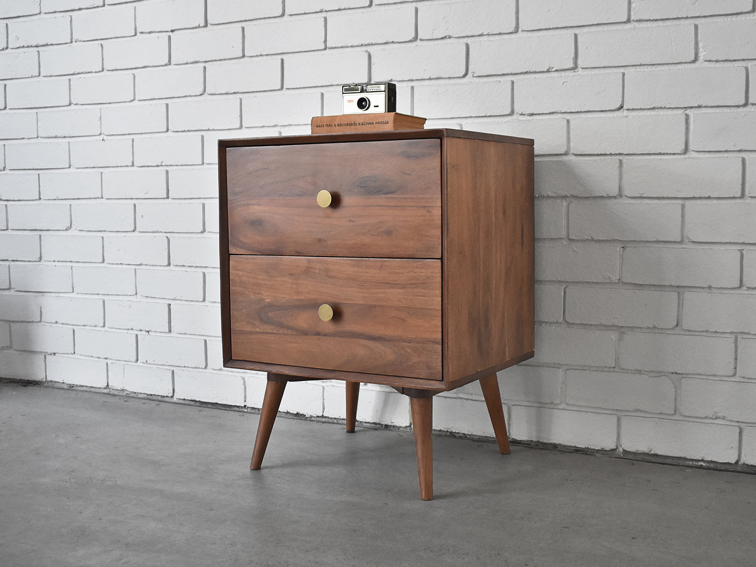 Mid Century Modern Nightstand - Acacia Wood Bedside – Holy Funk